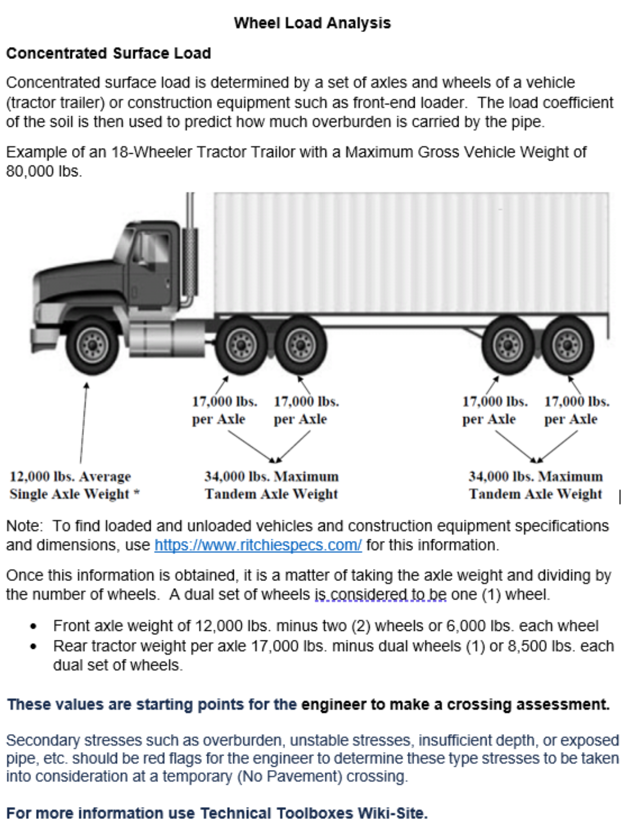 Difference between “Operating Weight” in Track Load Analysis and “concentrated surface load” in ...